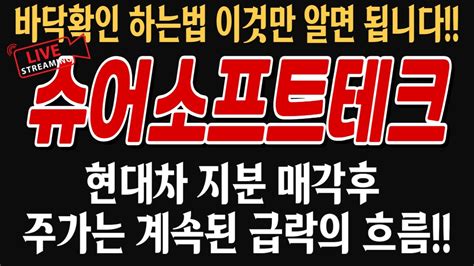 슈어소프트테크 현대차 지분 매각후 주가는 계속된 급락의 흐름바닥확인 하는법 이것만 알면 됩니다 Youtube