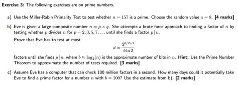 Solved Exercise 3 The Following Exercises Are On Prime Numbers A Use