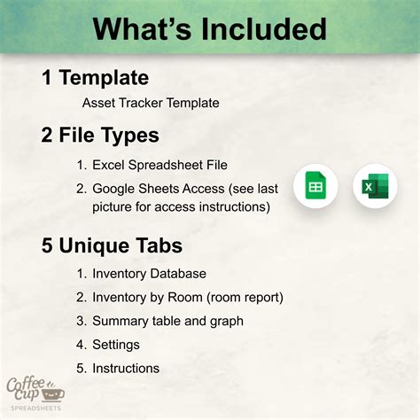 Asset Tracker Excel And Google Sheet Small Business Fixed Assets Listing Printable Asset