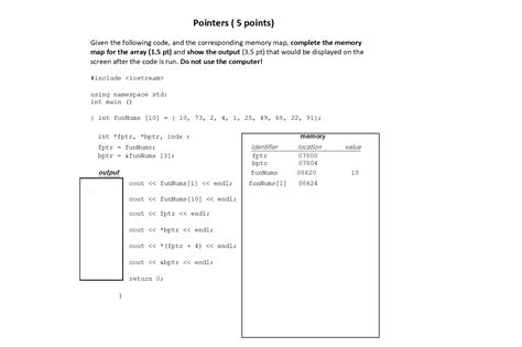 Solved Pointers 5 Points Given The Following Code And