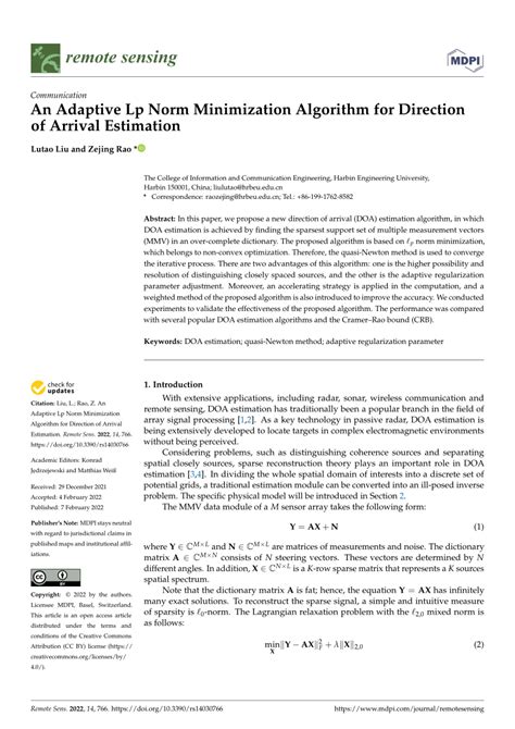 pdf an adaptive lp norm minimization algorithm for direction of