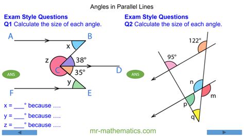 Angles In Parallel Lines Mr Mathematics