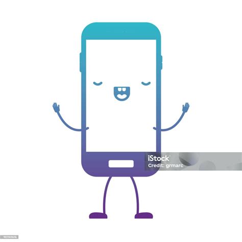 보라색 컬러 윤곽선 저하 파란색에서 애니메이션된 귀여운 스마트폰 아이콘 귀여운에 대한 스톡 벡터 아트 및 기타 이미지 귀여운 단추 봉제 제품 달콤한 음식 Istock