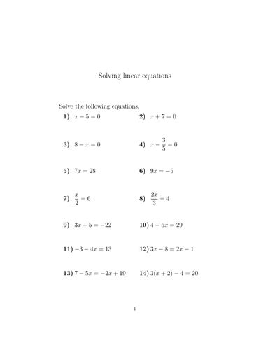 Solving Linear Equations Harder Worksheet With Solutions Teaching Resources Solving Linear Equations Harder Worksheet With Solutions Teaching Resources