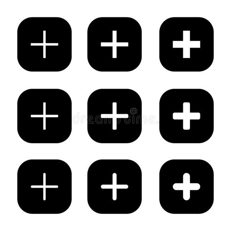Add Button Icon Vector In Black Square Social Media Plus Symbol Stock Vector Illustration Of