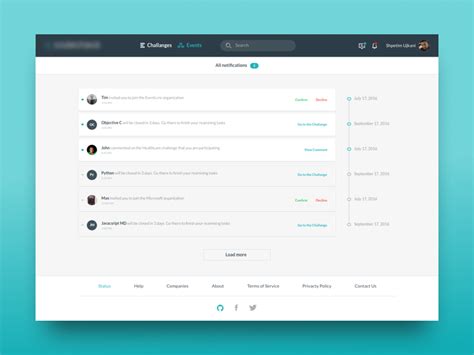 notifications web design web ui design ui design dashboard