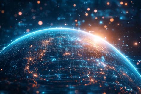 Futuristic Global Network Visualizing Interconnected World Data