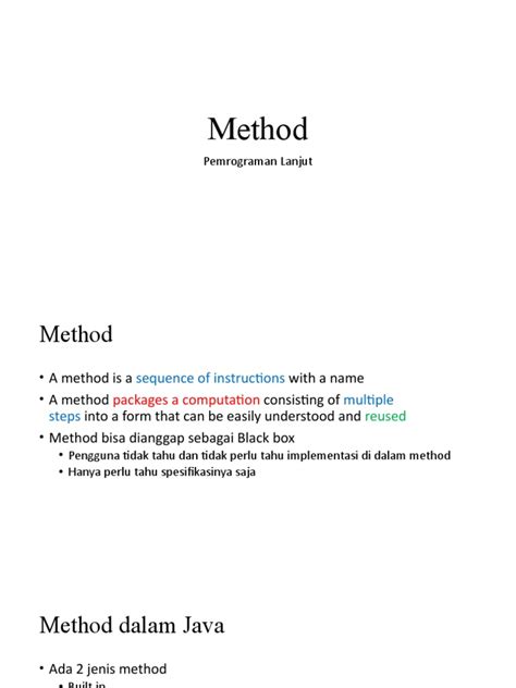 Panduan Membuat Method Dalam Java Pdf Seni Komputer