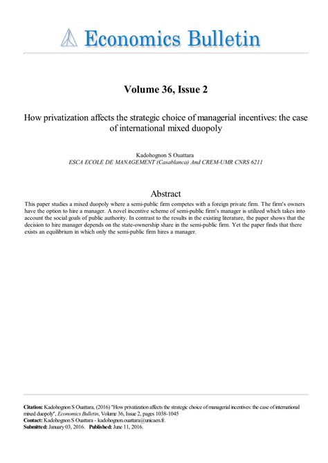 Pdf How Privatization Affects The Strategic Choice Of Managerial Incentives The Case Of