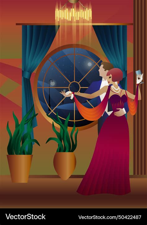 Man And Woman Dancing Window Royalty Free Vector Image