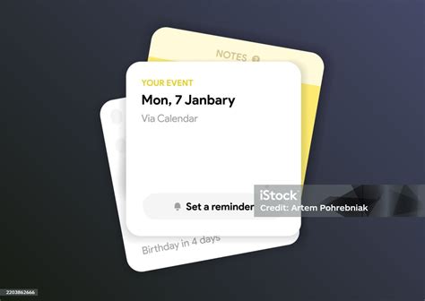 메모 카드 리마인더 카드가 쌓인 Ui 템플릿 일정 작업 알림 이벤트 및 할 일 목록 모형을 위한 디지털 플래너 앱 편집 가능한 벡터 일러스트레이션 디자인 0명에 대한 스톡