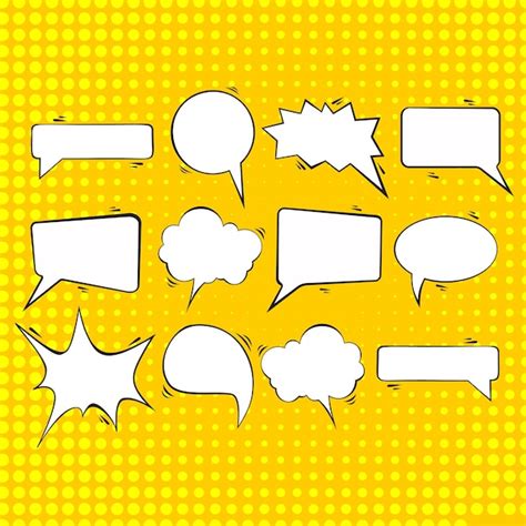 Premium Vector Collection Of Empty Comic Speech Bubbles Retro Cartoon Stickers Pop Art Style