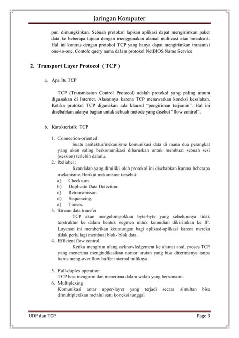 Transport Layer Protocol Udp Dan Protocol Tcp Pdf