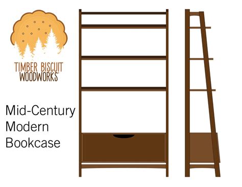 Mid Century Modern Bookcase Plans Woodworking Project Plans Etsy