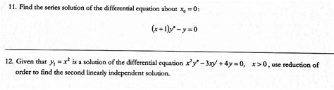 Solved Find The Series Solution Of The Differential Equation Chegg