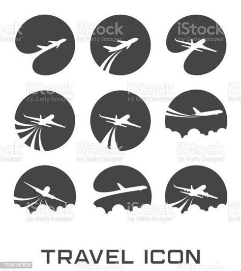 비행 비행기 아이콘 세트 비행기에 대한 스톡 벡터 아트 및 기타 이미지 비행기 아이콘 로고 Istock
