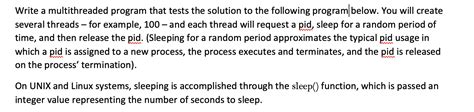 Solved Write A Multithreaded Program That Tests The Solution