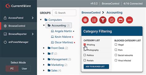 how to control internet access based on users currentware