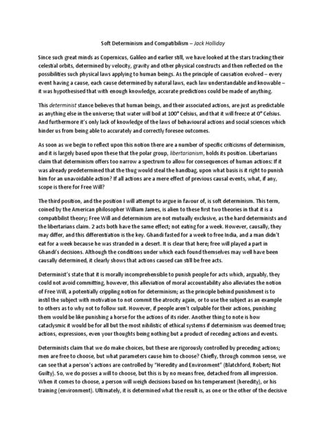 Soft Determinism And Compatibilism Pdf Free Will Determinism