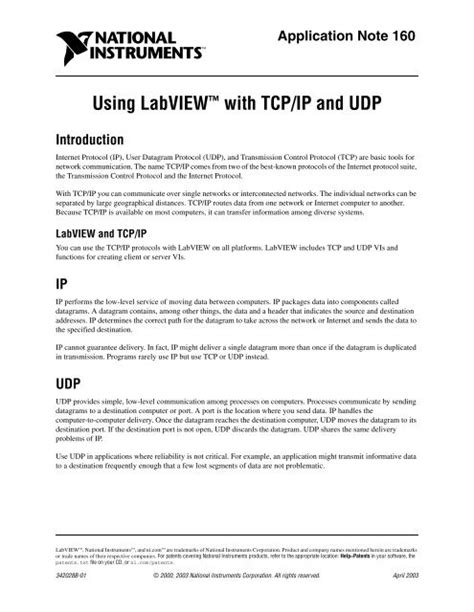 using labviewâ ¢ with tcp ip and udp introduction