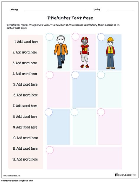 Word Bank Vocabulary Template Storyboard By Templates