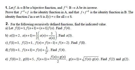 solved 1 letf a™b be a bijective function and 71 b abe