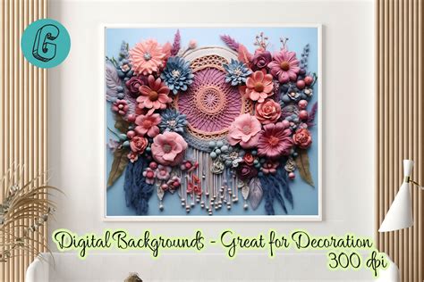 Boho Wild Flowers Macrame Background 05 Graphic By Glamour · Creative Fabrica