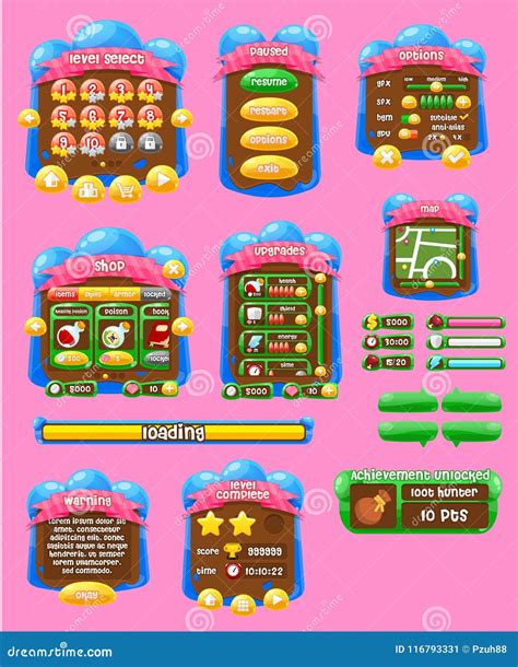 Colorful Jelly Game Gui Set Stock Vector Illustration Of Colorful Button 116793331