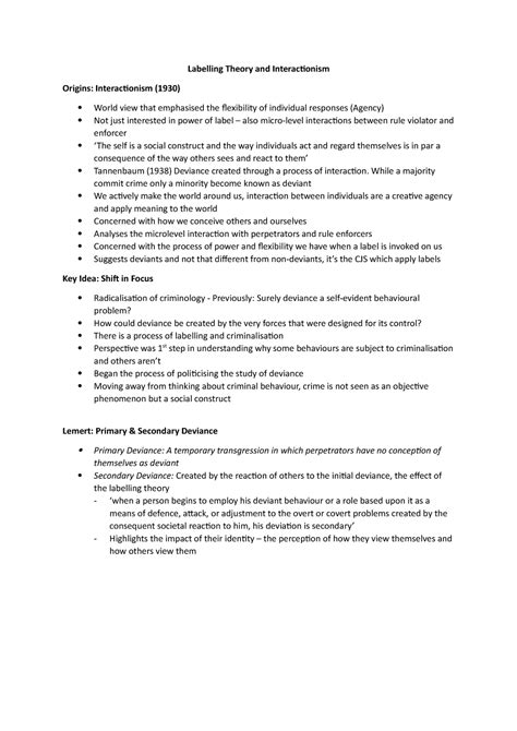 7 Labelling Theory And Interactionism Labelling Theory And Interactionism Origins