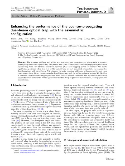 Pdf Enhancing The Performance Of The Counter Propagating Dual Beam