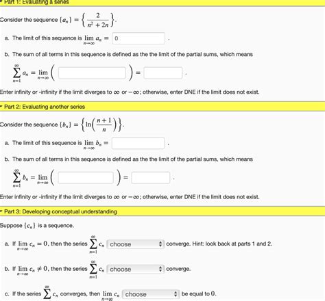 solved part 1 evaluating a series consider the sequence {