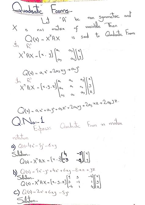 Solution Linear Algebra Chapter 9 Quadratic Form Principle Axis