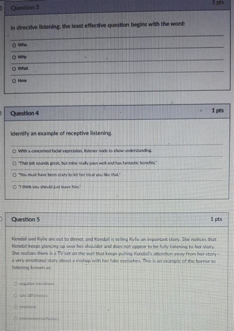 Solved D 1 Pts Question 3 In Directive Listening The Least