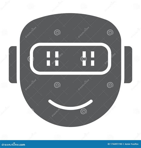 Emotional Robotics Glyph Icon Technology And Cyborg Robot Face Smile