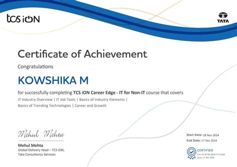 Kowshika Murugan On Linkedin Tcsion Careergrowth Itfornonit