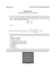 Hw Pdf Spring CSCE DIGITAL IMAGE PROCESSING Homework Due Wednesday March