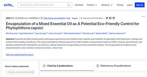 Encapsulation Of A Mixed Essential Oil As A Potential Eco Friendly