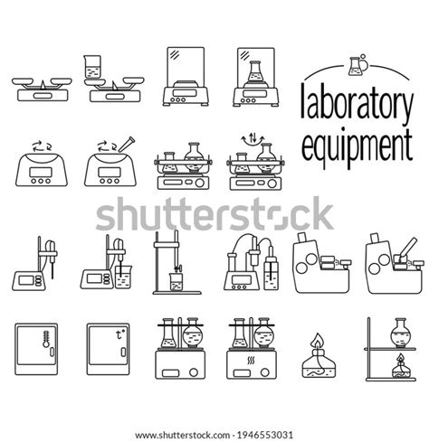 Laboratory Equipment Set Linear Icons Instruments Stock Vector Royalty Free