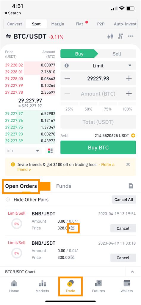 How To Modify An Open Limit Order On Binance Spot Open Limit Order