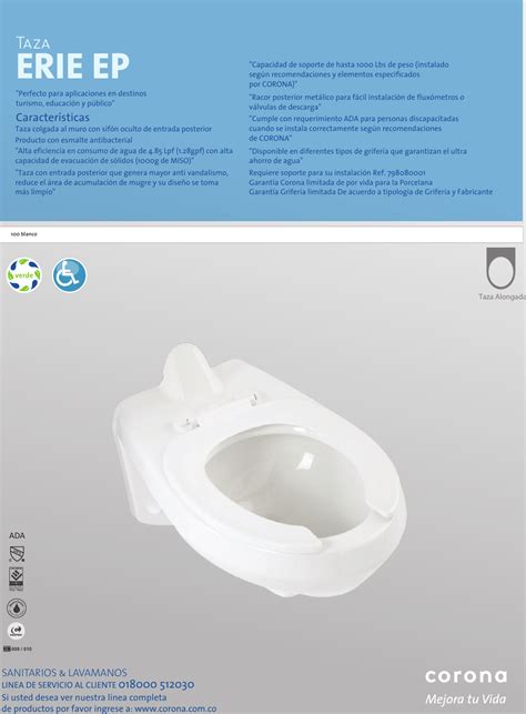 Erieep Erie 128 Entrada Posterior Antibacterial Blanco Ficha Tecnica