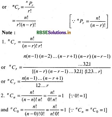 RBSE Class 11 Maths Notes Chapter 7 Permutations And Combinations