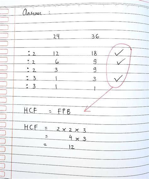 Sharing HCF Of 24 And 36