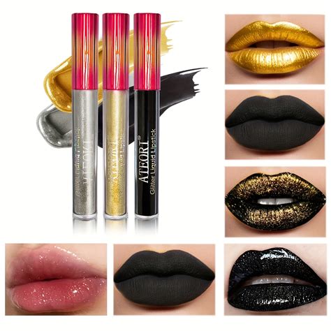 3pc 다이아몬드 스파클 립글로스 세트 보습 쉬머 글리터 액체 립스틱 선물 세트 장시간 지속되는 빛나는 광택 빛나는 입술을 위한 화려한 메이크업 컬렉션 음악