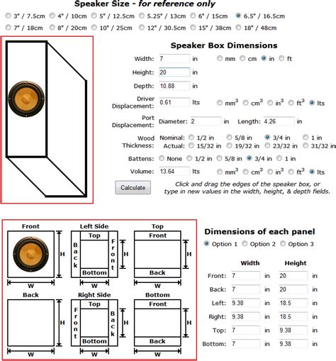 Speaker Cabinet Port Size Calculator