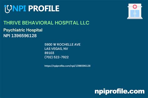 Thrive Behavioral Hospital Llc Npi 1396596128 Psychiatric Hospital