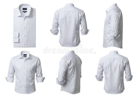 A Collage Of Six Different Views Of A White Button Down Dress Shirt
