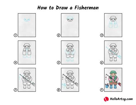 Fisherman Drawing Easy Step By Step