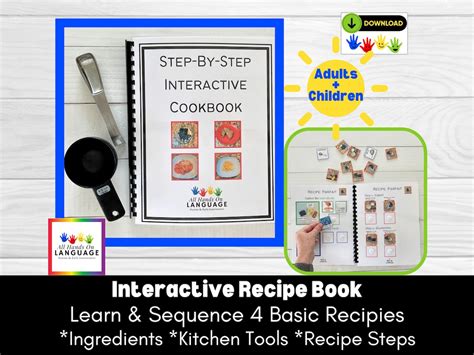 Step By Step Interactive Cookbook Match Ingredients Kitchen Tools Steps For 4 Recipes