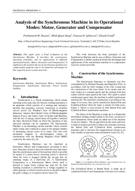 Pdf Analysis Of The Synchronous Machine In Its Operational Modes