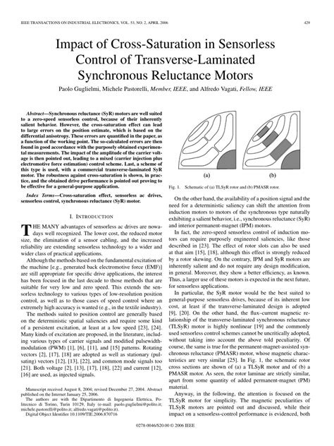 Pdf Impact Of Cross Saturation In Sensorless Control Of Transverse